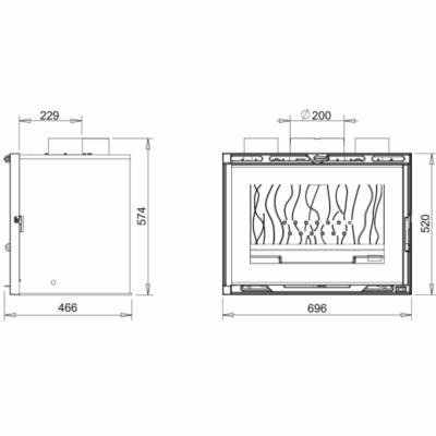 Insert Bois Invicta | 700 GRAND ANGLE Turbo 10 kw | Anthracite P967443